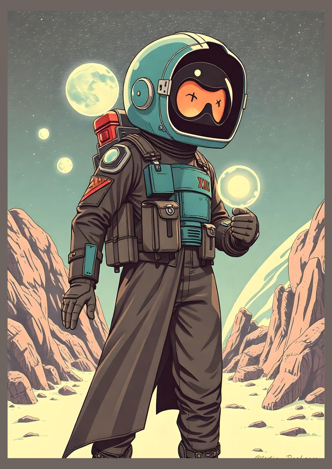 Retro Sci-fi Spaceman Print: Vintage Neo-science Art (digital Download ...