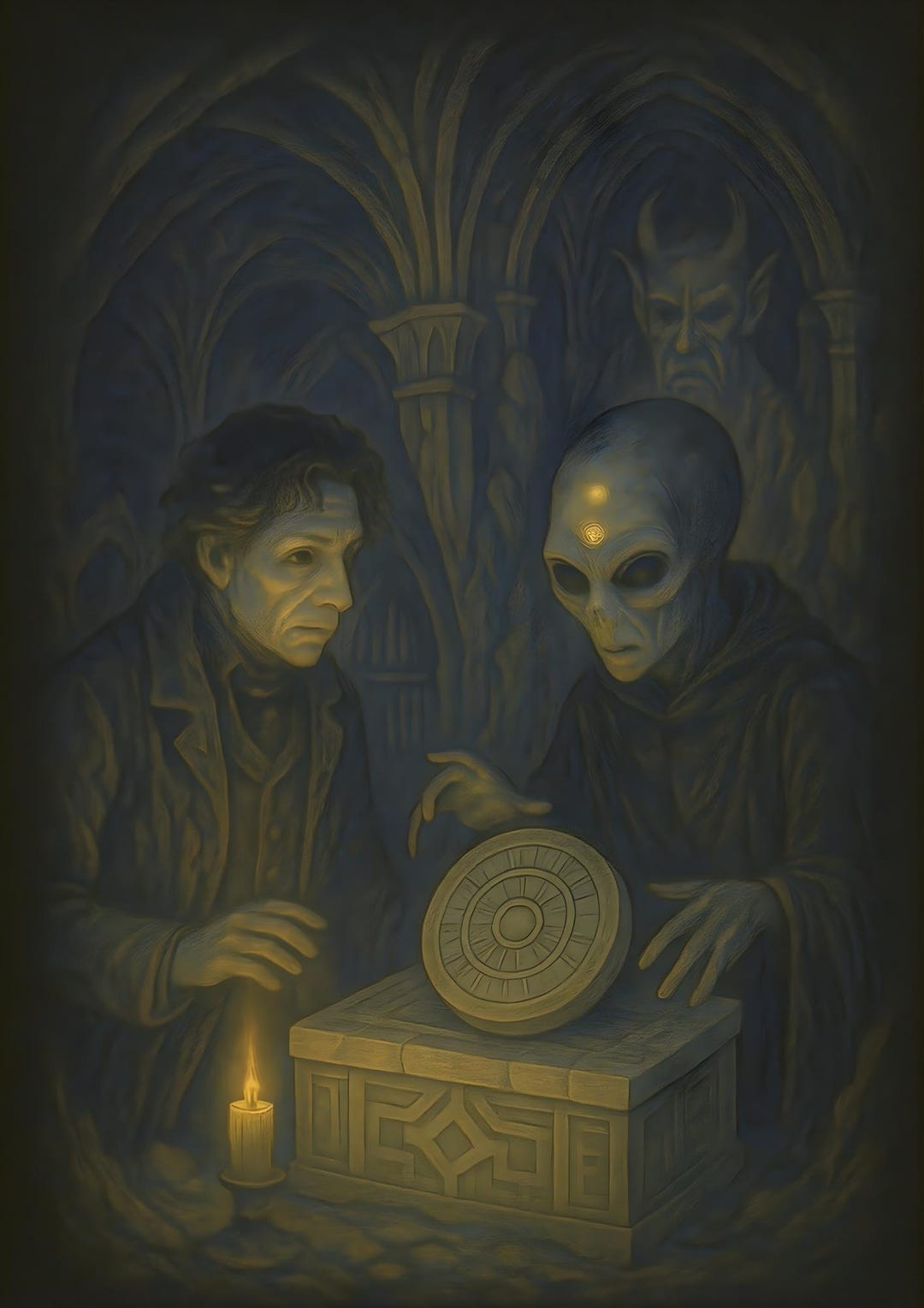 Gothic Esoteric Art Print | Occult Scholar & Ancient Entity ...