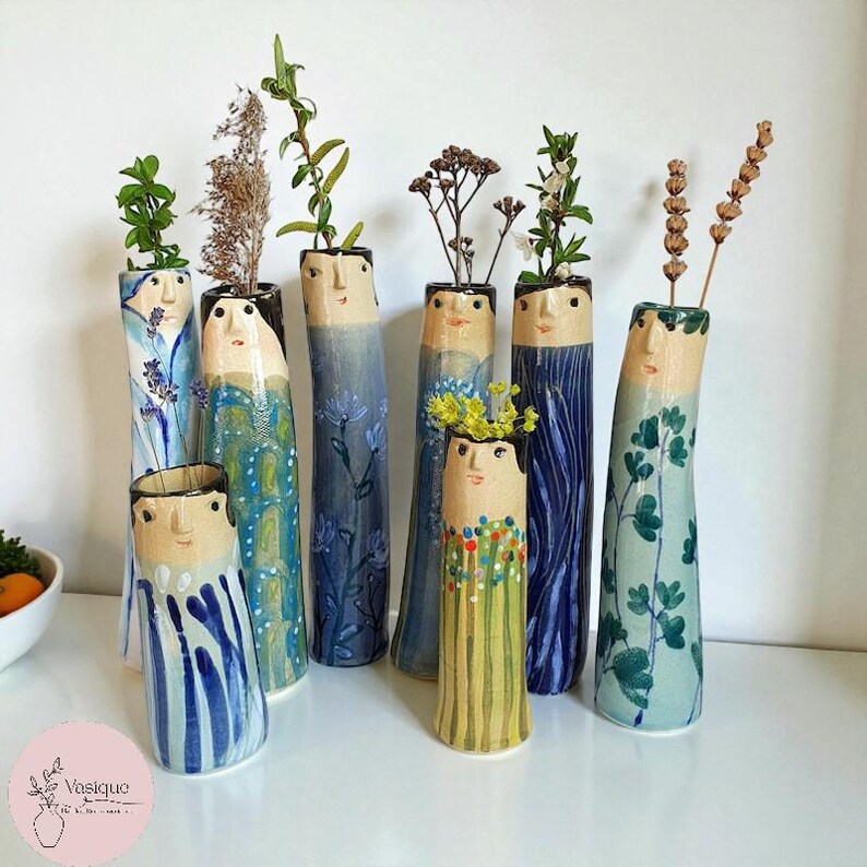 Whimsical Family Bud Vases | Boho Home Decor | Colourful Vases | Hand ...