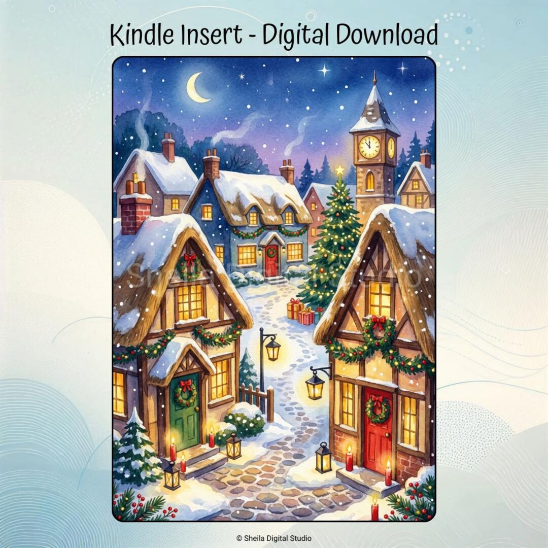 Cozy Christmas Village Printable Insert | Snowy Holiday Scene ...