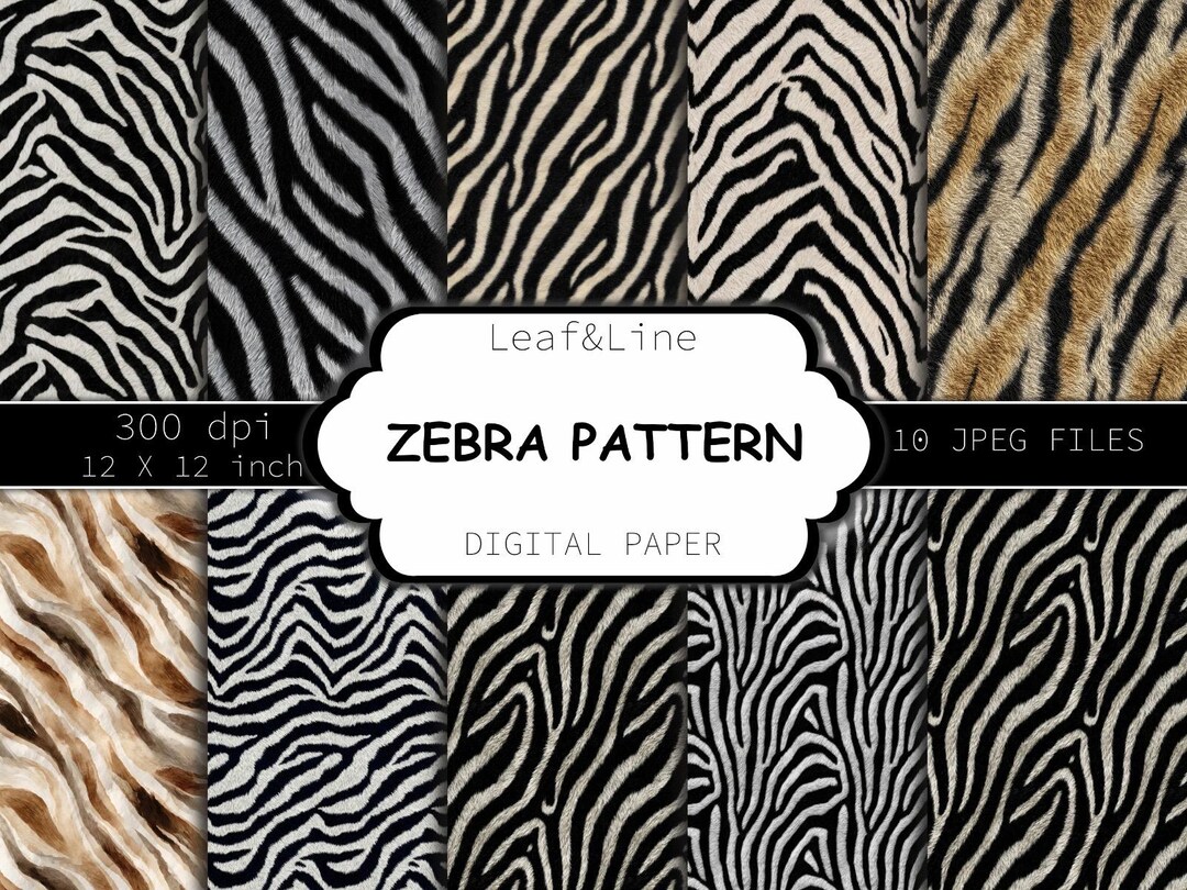 Zebra Print Digital Paper, Seamless Animal Skin Pattern, Safari Jungle ...