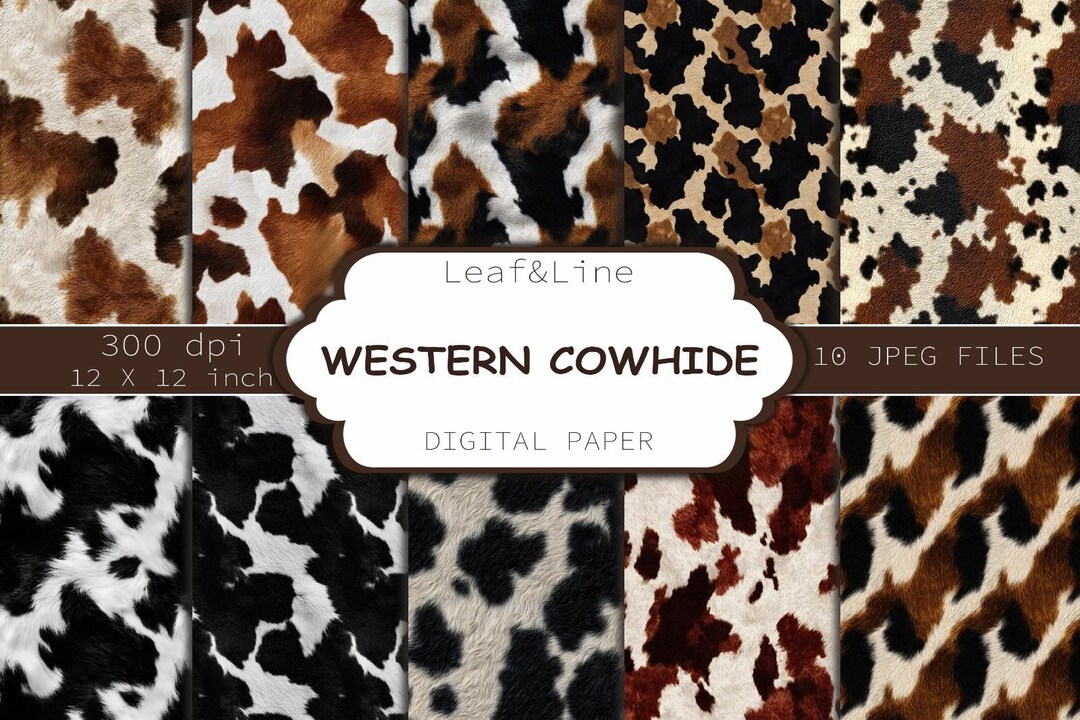 Western Cowhide Digital Paper, Realistic Faux Fur Texture, Coastal ...