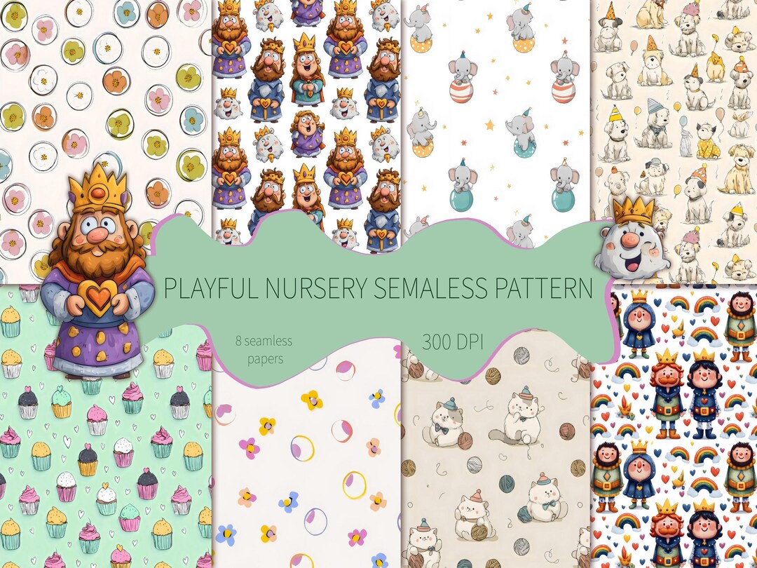 Playful Nursery Digital Paper Pack, Baby Patterns, Pastel Kids ...