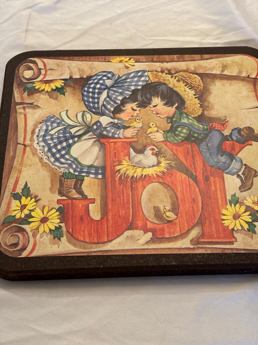 Chickens and Kids Plaque Vintage Nostalgic Country Picture - Etsy