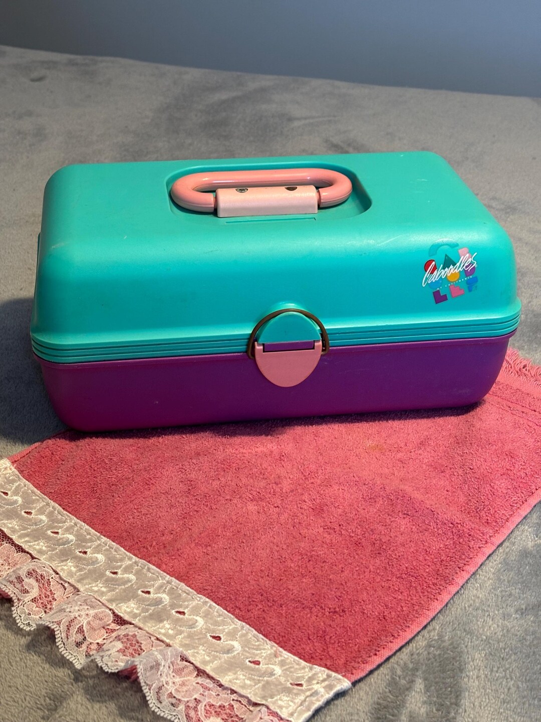 Caboodles 90’s Make up Case Storage Box Costume Purse Prop Teal Purple ...