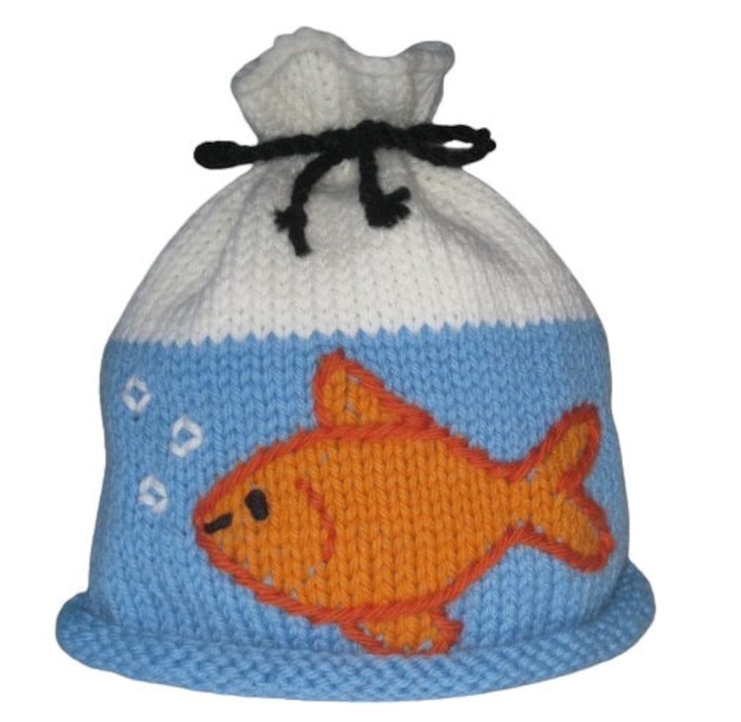 Goldfish in A Bag Hat Knitting Pattern, PDF Hat Pattern, Knitted Hat ...