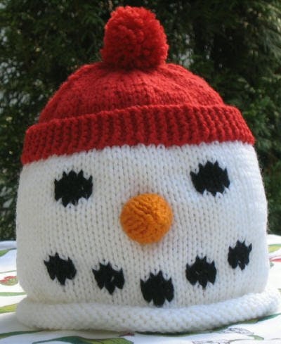 Snowman Hat Knitting Pattern, PDF Hat Pattern, Knitted Hat Pattern for ...