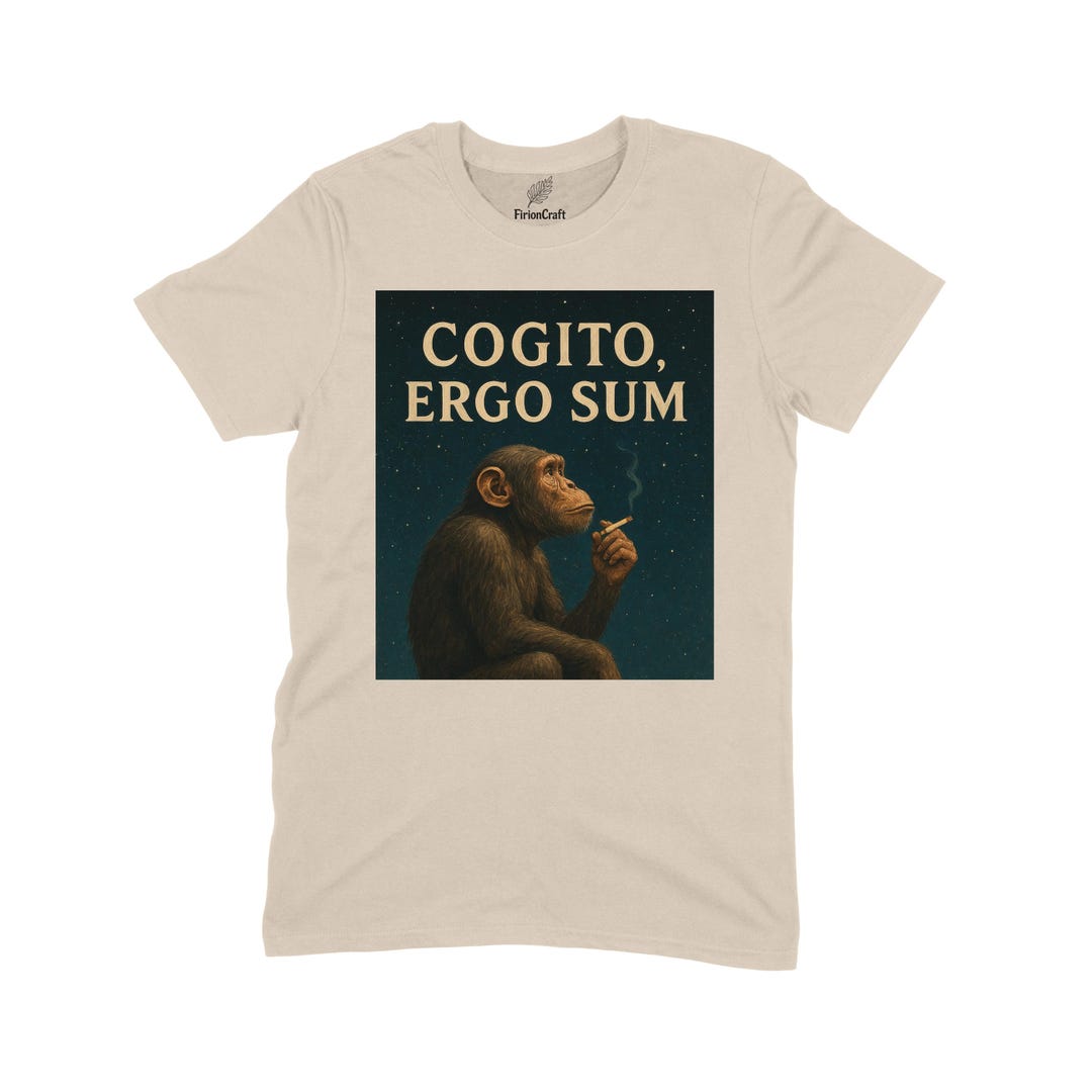 Cogito Ergo Sum Smoking Monkey Graphic T-shirt, Unisex Tee Shirt ...