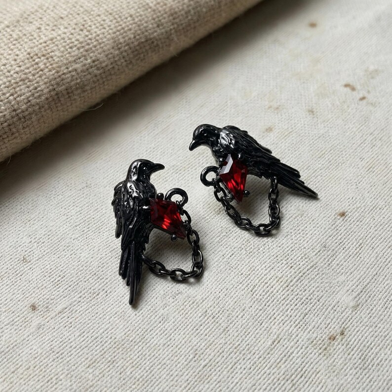 Love and Deepspace Sylus Earrings, Gothic Raven Earrings, Anime Fan ...