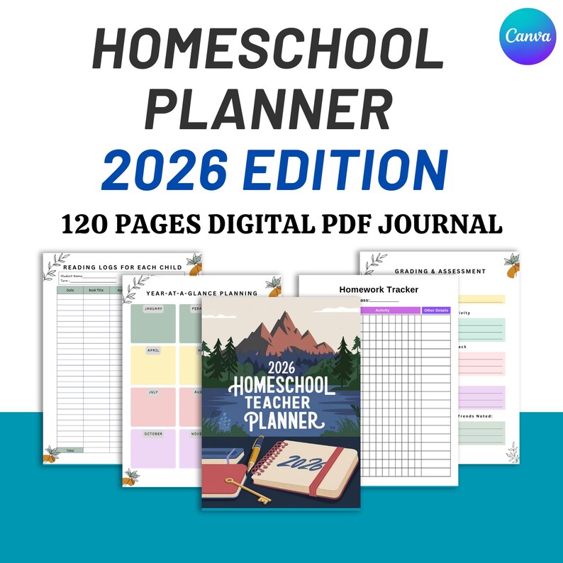 Homeschool Planner 2026 | Daily Checklist Lesson Plan Academic Schedule ...