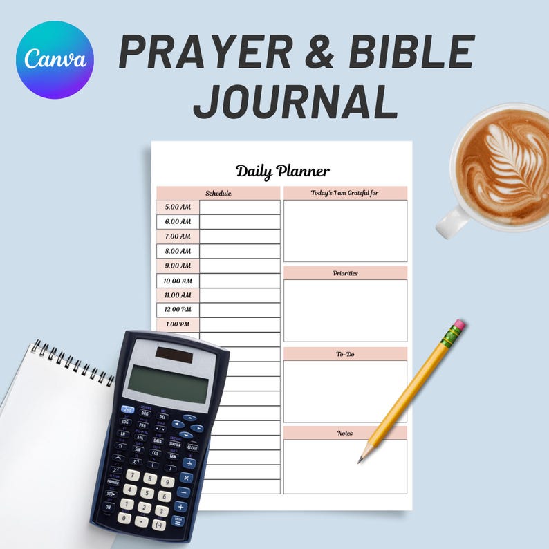 Bible Study and Prayer Journal 2026 | Editable Canva Template for ...