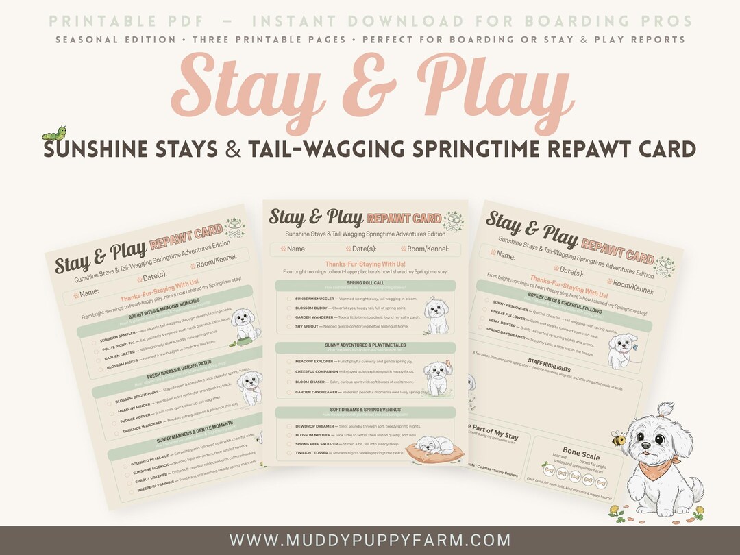 Spring Stay & Play Repawt Card — Cozy Stays and Blooming Memories ...