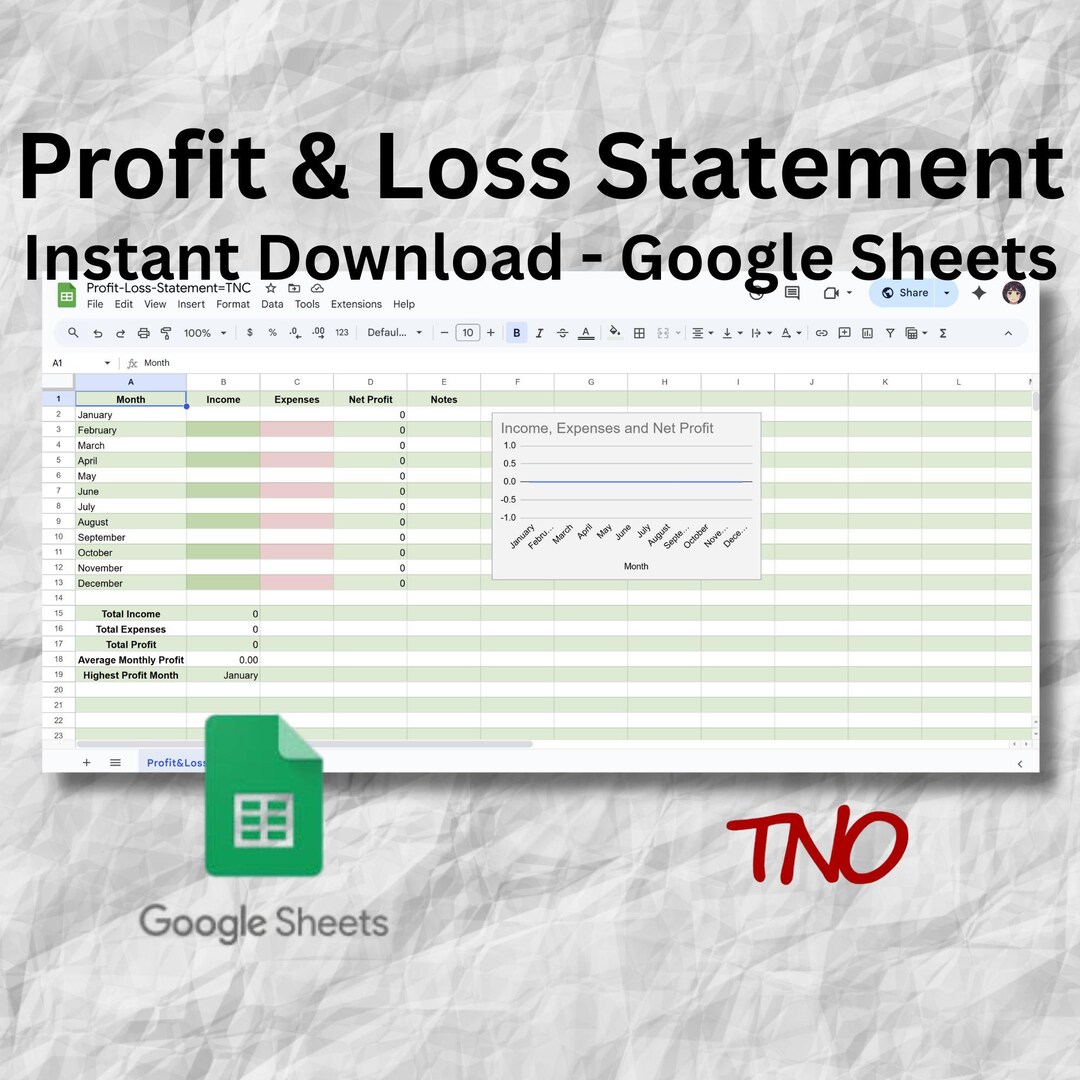Profit & Loss Statement Template | Google Sheets Business Finance ...