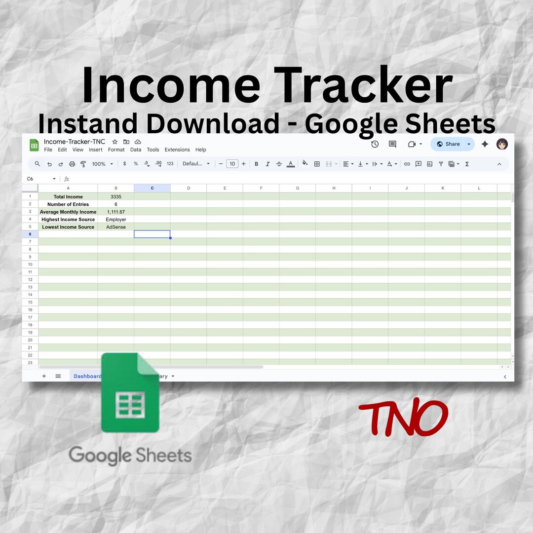Income Tracker Google Sheets Template: Personal & Business (digital ...