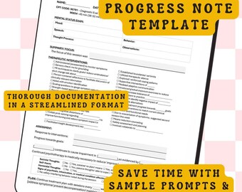 Therapy Progress Note Template - Etsy