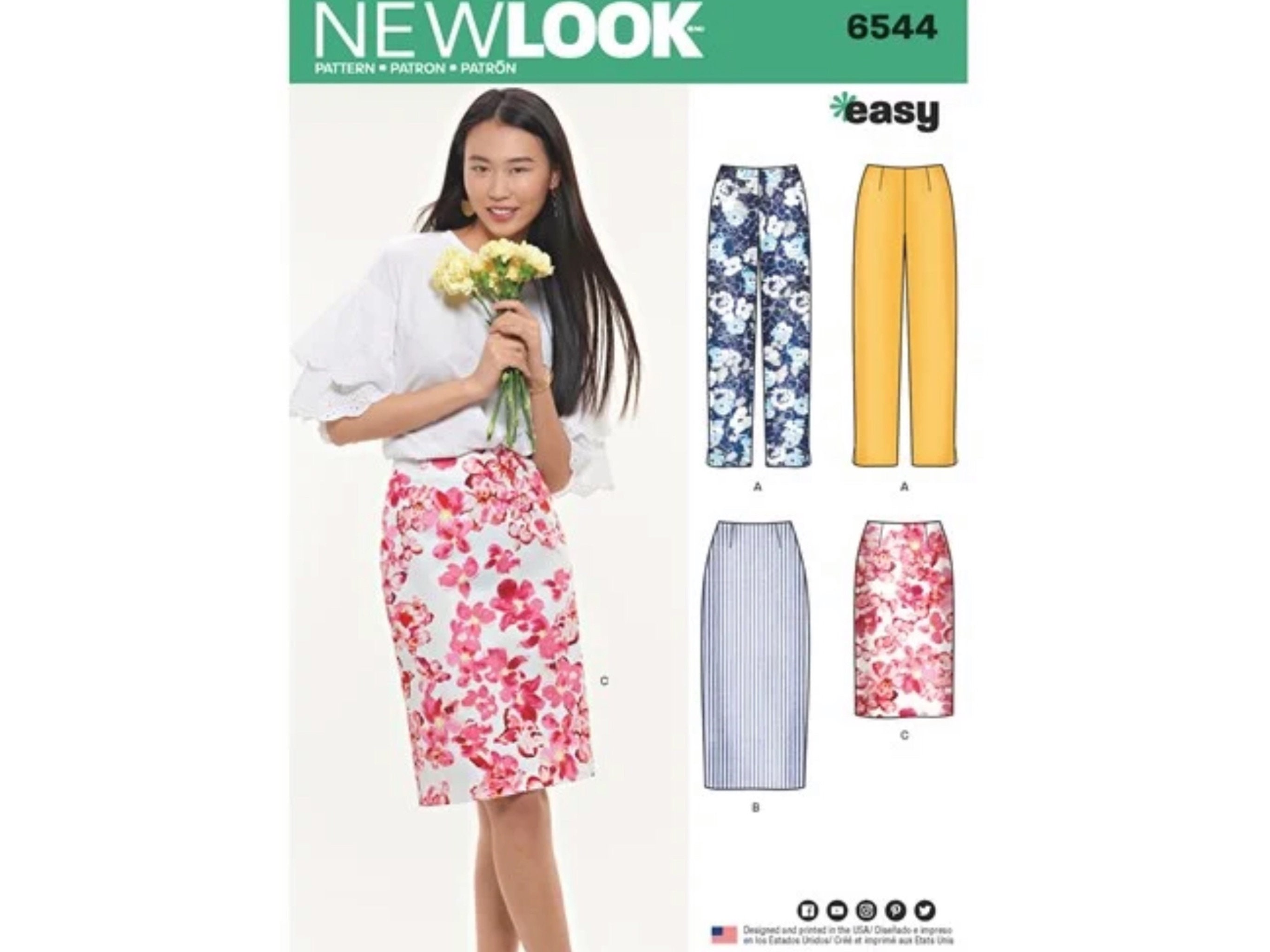 N6544 New Look Sewing Pattern Skirt and Pant Sizes 10-22. - Etsy