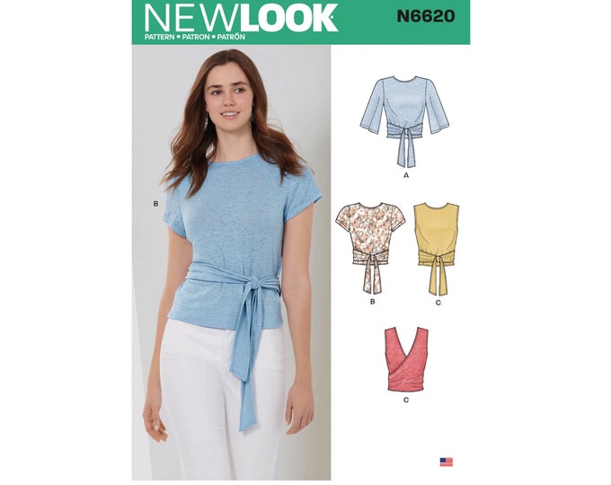New Look 6560 Sewing Pattern Women's Tops, Wrap Tops, V Neck Tops Size ...