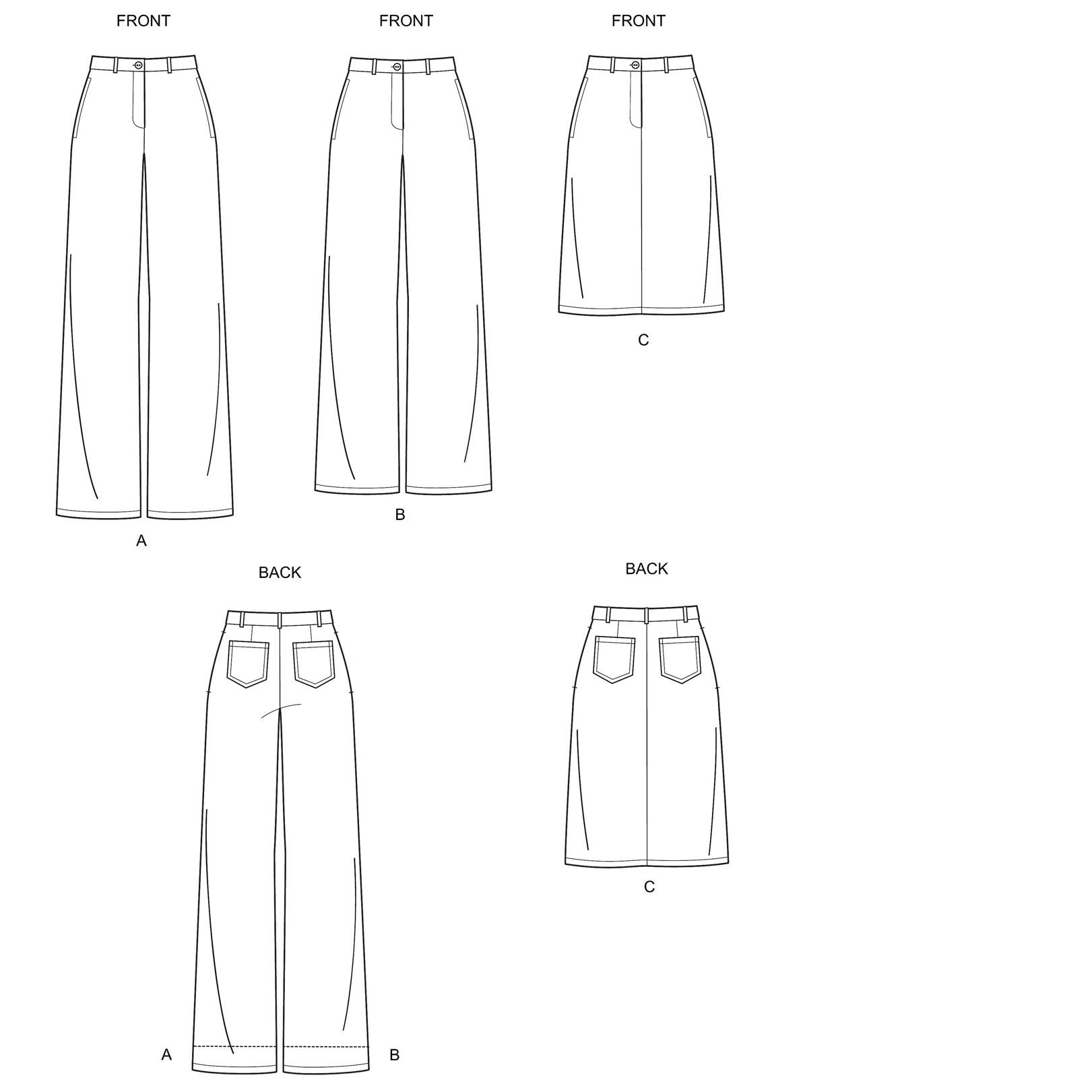 N6643, New Look Sewing Pattern, Skirt and Pant With Length Variation ...