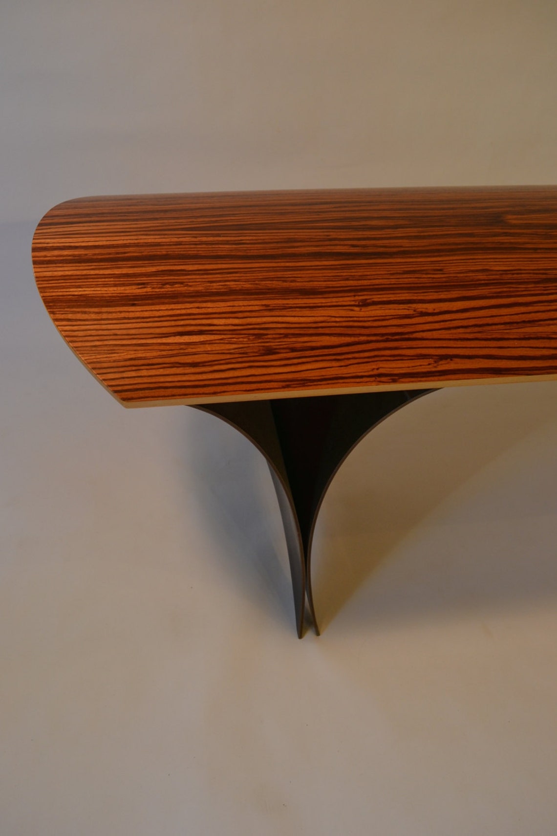 The 'winged Bench' With Tiger Wood Top & Aluminum Legs Anodized Dark ...