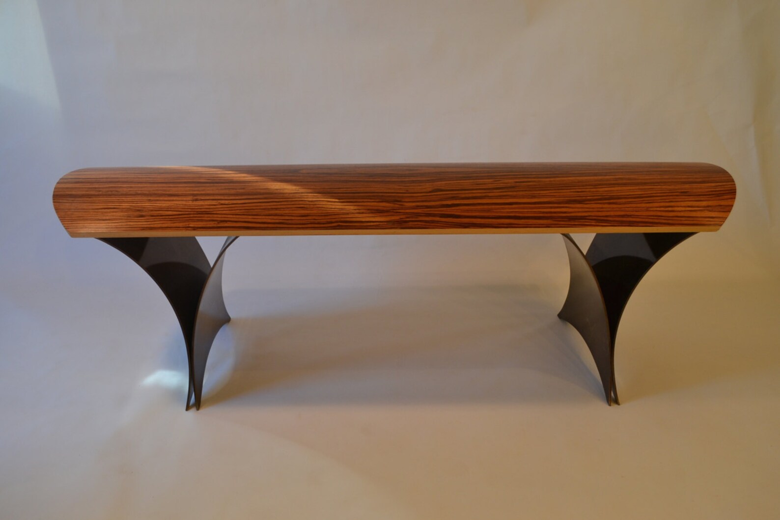 The 'winged Bench' With Tiger Wood Top & Aluminum Legs Anodized Dark ...