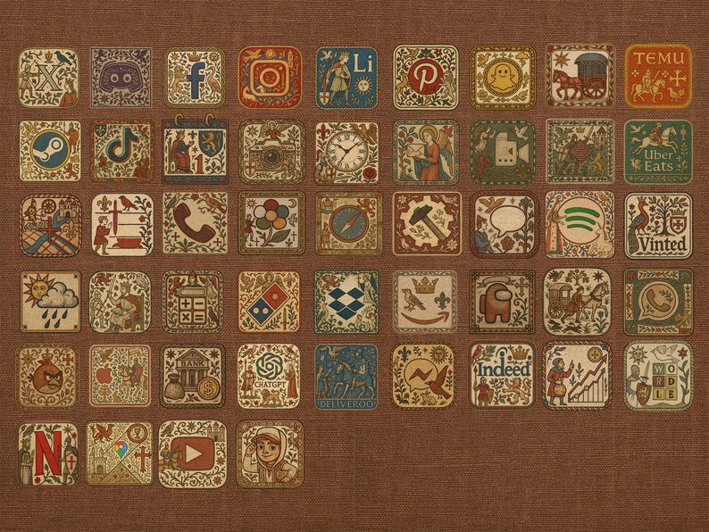 Medieval Tapestry App Icon Pack, Old World Ios Theme (digital Download ...
