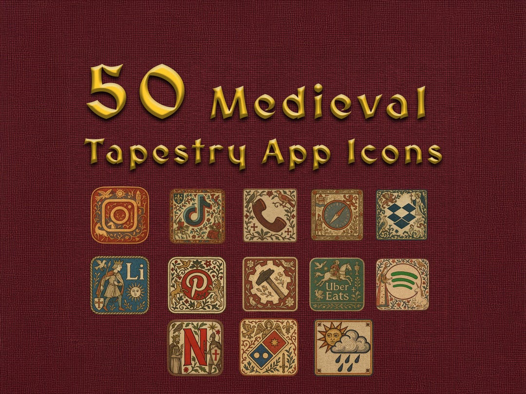 Medieval Tapestry App Icon Pack, Old World Ios Theme (digital Download ...