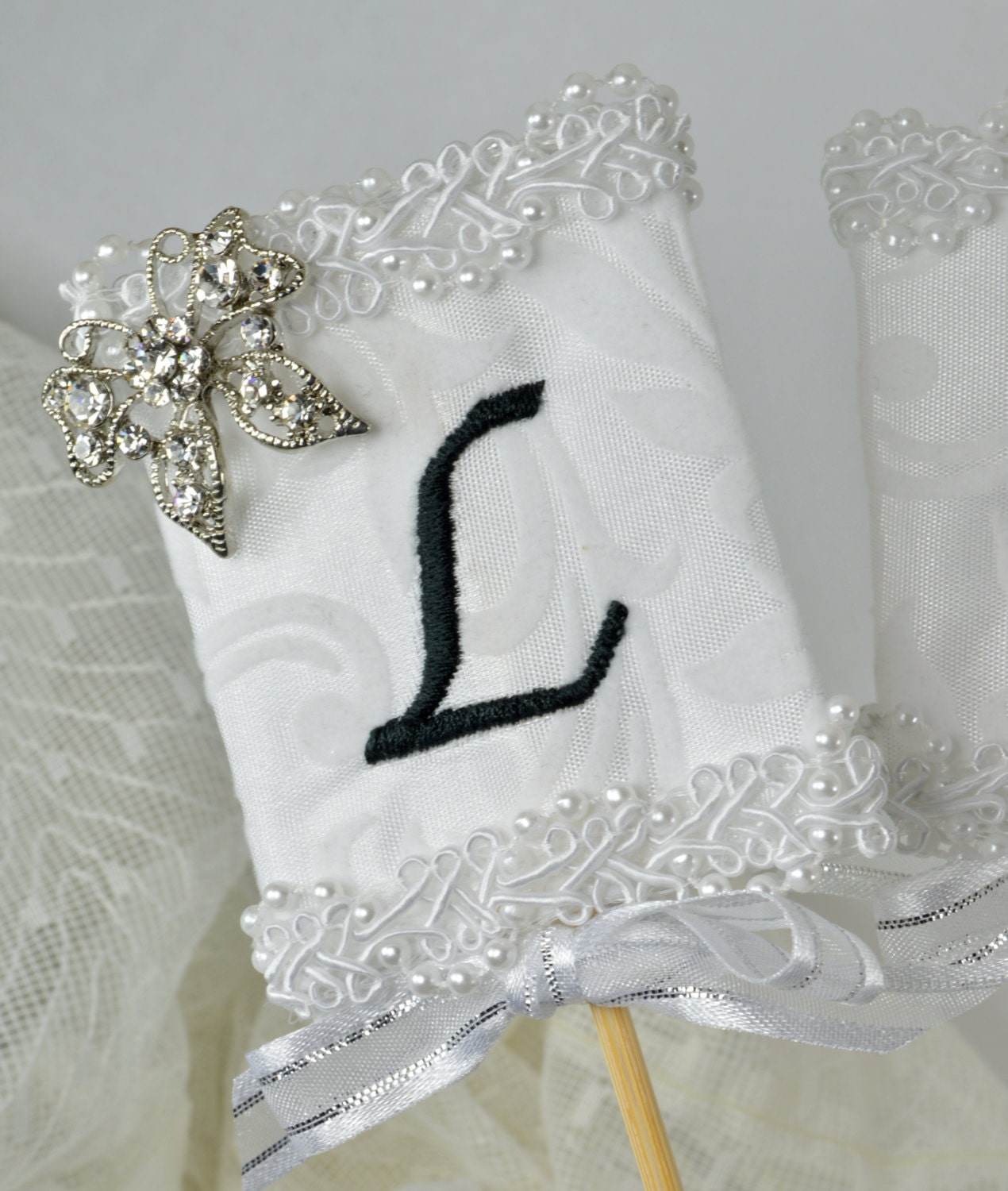 LOVE Banner Embroidered Cake Topper Skewers - Etsy