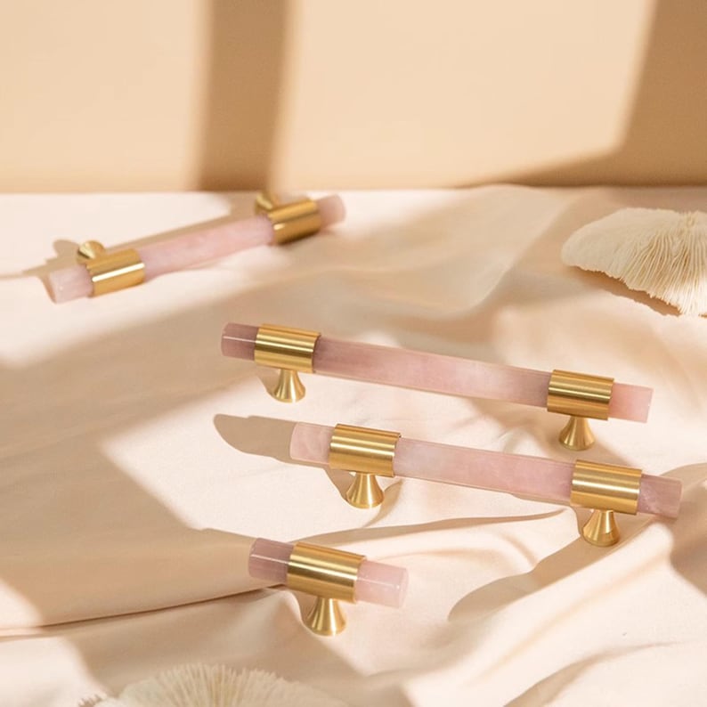 Dresser Pulls and Knobs, Crystal Jade Wardrobe Handles, Brass Knob Pull ...