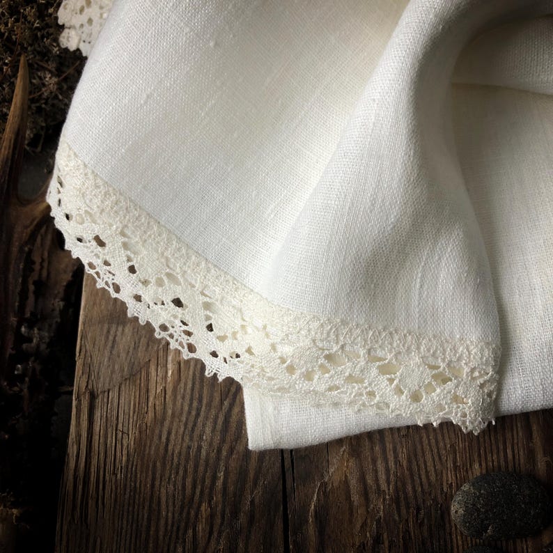 Romantic Linen Guest Towels With Lace, Ivory Hand Towels, Cottagecore ...