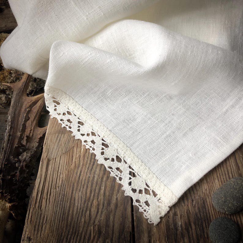 Romantic Linen Guest Towels With Lace, Ivory Hand Towels, Cottagecore ...