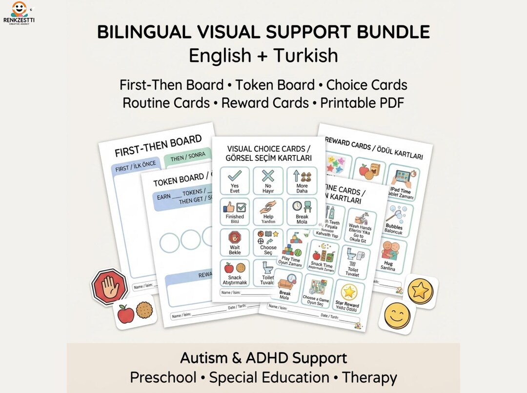 Bilingual Visual Support Bundle, Autism ADHD Visual Schedule, English ...