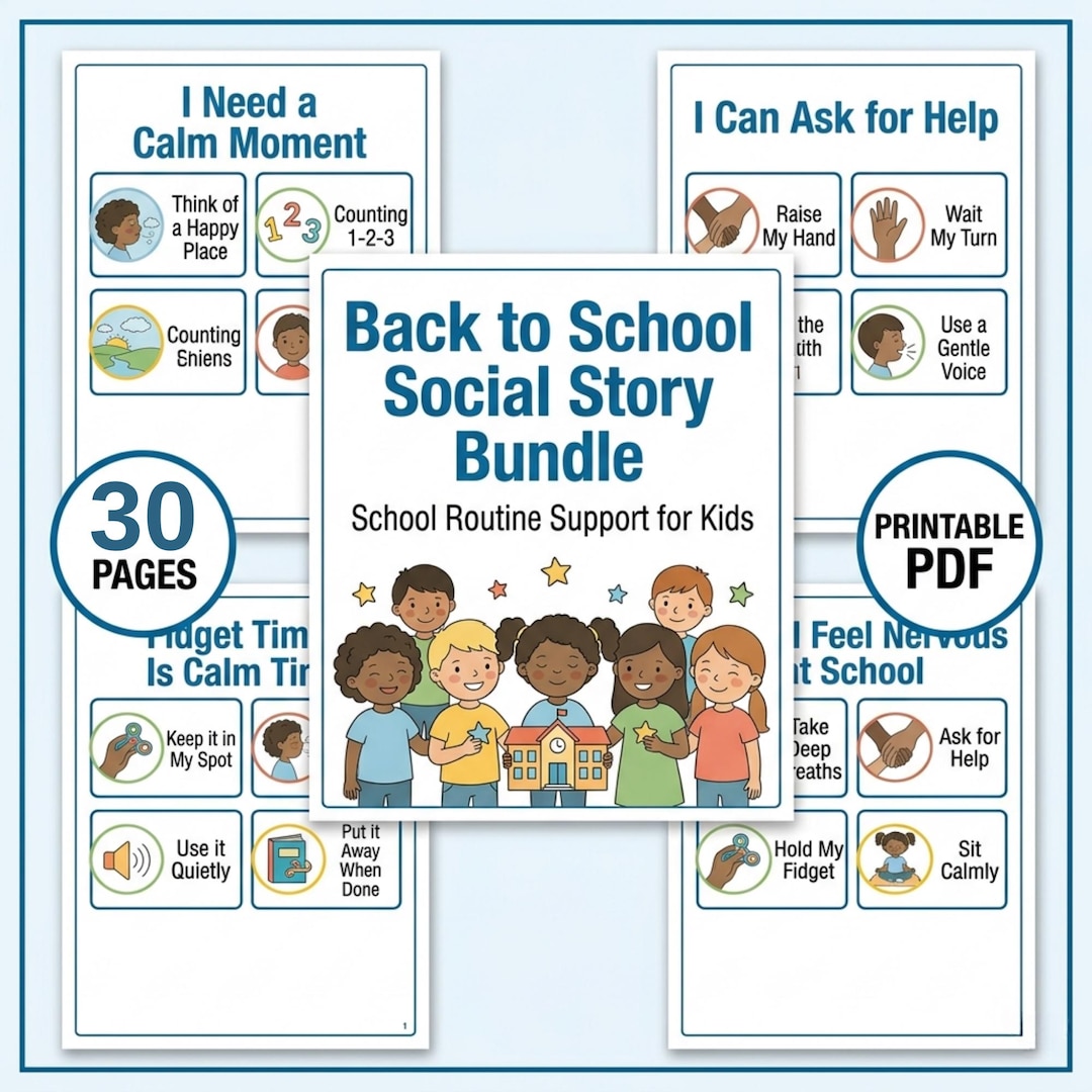 Back to School Social Story Bundle, Visual Schedule, School Routine ...