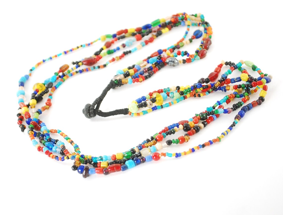 Vintage Necklace Long Hippie Necklace Love Bead Necklace Etsy