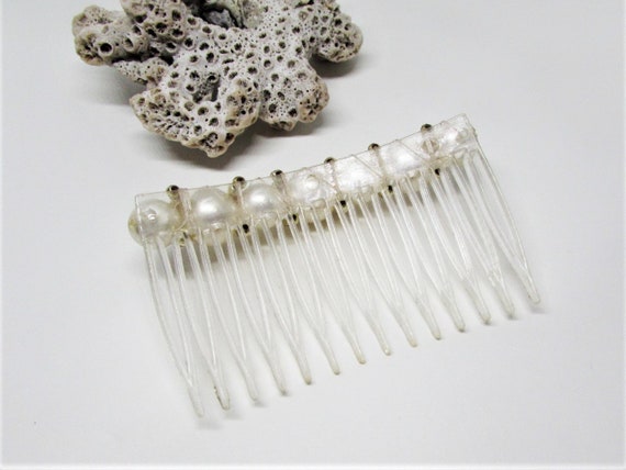 Vintage 80s Big White Costume Pearl Hair Comb, Large … - Gem