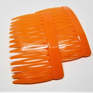 Vintage Neon Hair Comb Set of 2- Orange, Hot Pink, or Red Side Combs ...