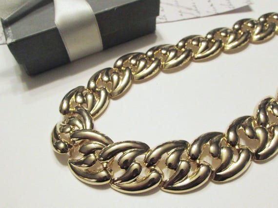 Vintage Chunky Gold Chain Statement Necklace, 18" Thi… - Gem