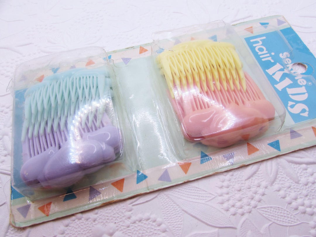 Vintage 1980s Kids Hair Comb Set of 16- Pretty Heart Decorative Side ...