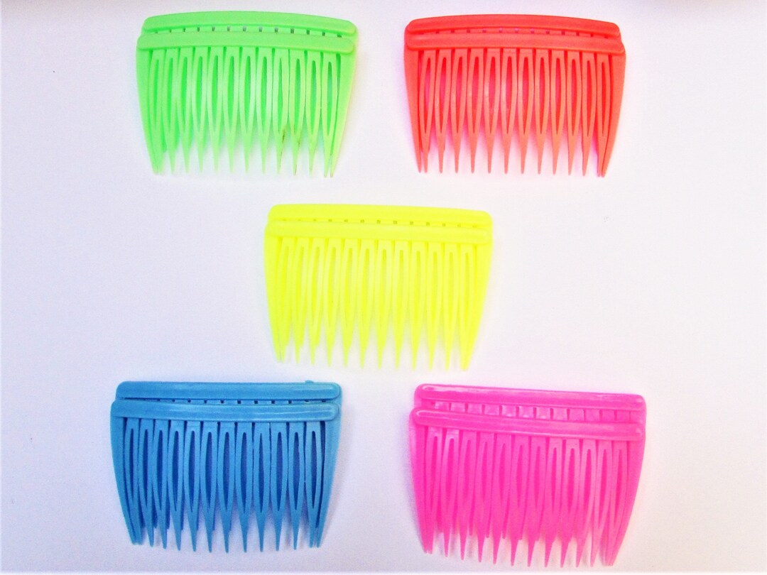 One 1 Pair of Vintage 1982 GOODY Neon-brites Hair Combs Green, Peach ...