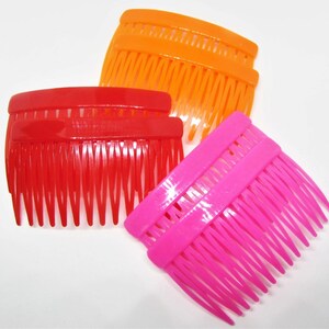 Vintage Neon Hair Comb Set of 2- Orange, Hot Pink, or Red Side Combs ...