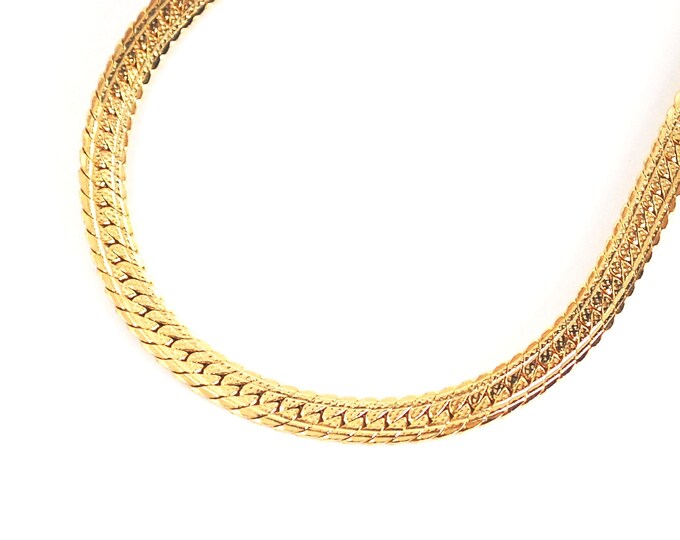 Vintage Mens Jewelry, Mens Gold Chain Necklace, Mens Textured Wide Gold ...