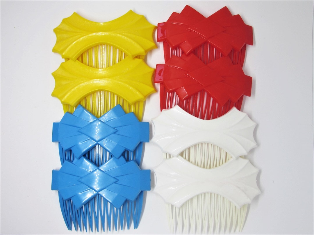 Set of 2 Vintage 1985 Goody Fashion Hair Combs Big Yellow, Red, Blue or ...