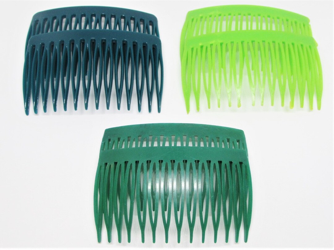 One 1 Pair of Vintage Green Hair Combs Teal, Emerald, or Lime Simple ...