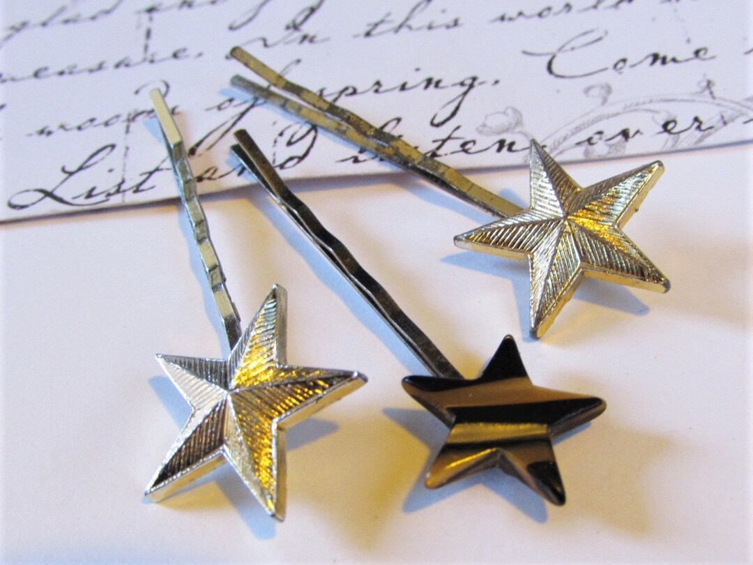 Vintage 1970s Gold Star Bobby Pins Set Decorative Hair Pins - Etsy