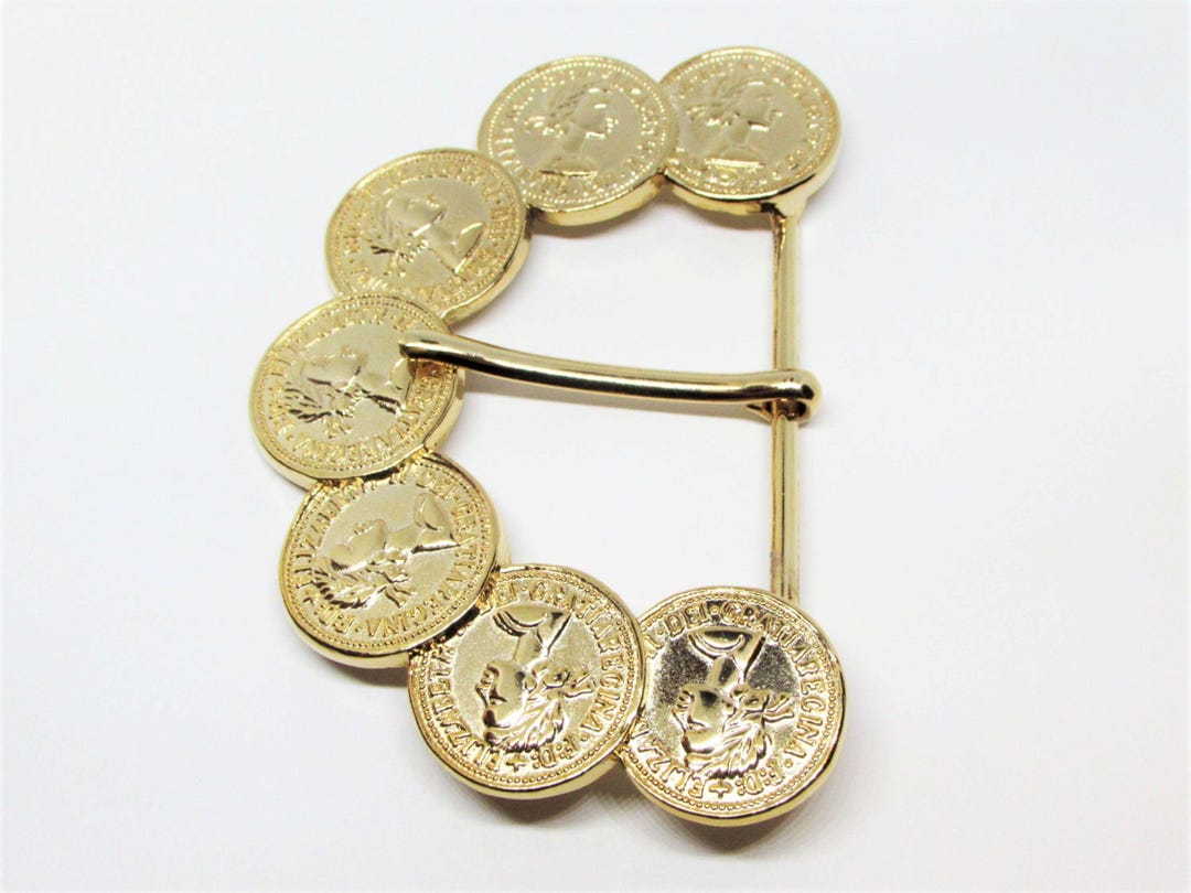 Vintage Queen Elizabeth II Gold Coin Belt Buckle, "by the Grace of God ...