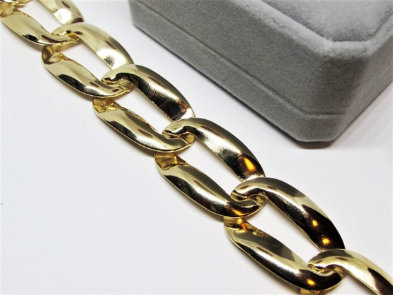 Vintage HONG KONG Chunky Gold Plated Chain Bracelet, … - Gem