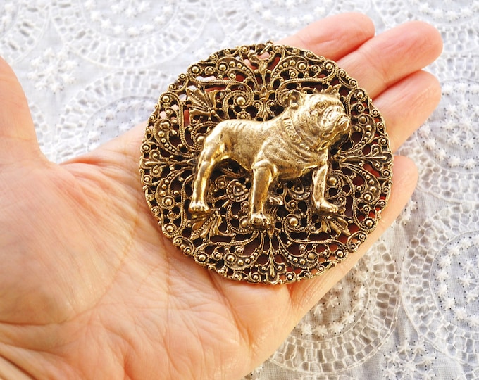 Vintage Bulldog Necklace Pendant, Mack Truck Figural Dog, Ornate Gold ...