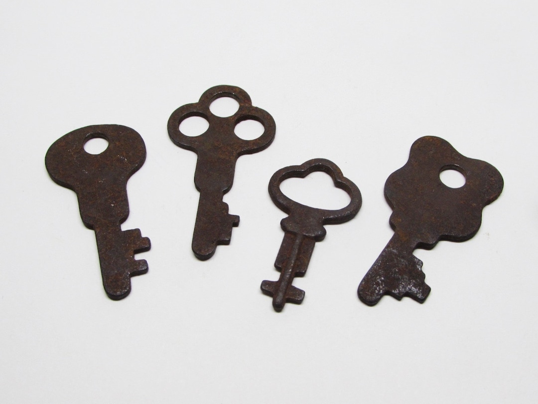 Authentic Antique Early 1900s Skeleton Key Lot, Cute Little Tiny Flat ...