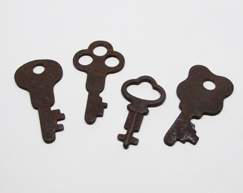 Skeleton Key Fabric Stylized Antique Keys on Black Small 2.5 by Thin ...