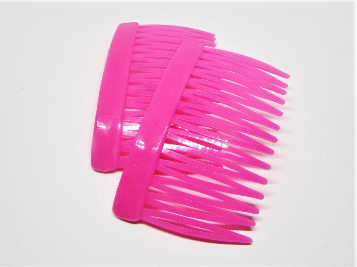 Vintage 80s Neon Hair Combs set of 2 Bright Orange Hot - Etsy
