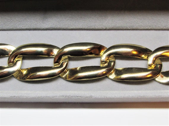 Vintage HONG KONG Chunky Gold Plated Chain Bracelet, … - Gem
